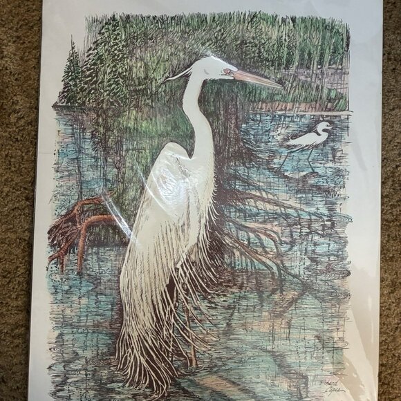 Handmade | Art | Richard Capes White Egret Signed Numbered Coa 9650 ...